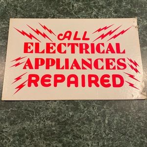 Wall Decor | Vtg Electrical Appliances Repaired Cardboard Sign | Poshmark
